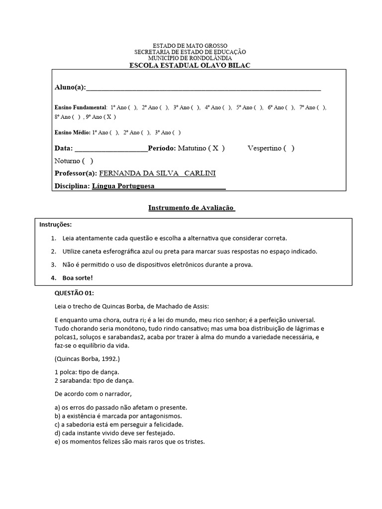 Prova 9 Ano Download Grátis Pdf Assunto Gramática Predicado Gramática