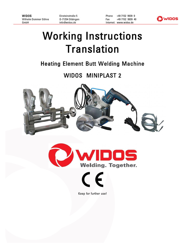 WIDOS MINIPLAST 2 User Guide | PDF | Pipe (Fluid Conveyance) | Welding