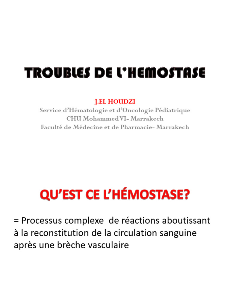 Comprendre l'Hémostase Pédiatrique | PDF | Hémostasie | Coagulation