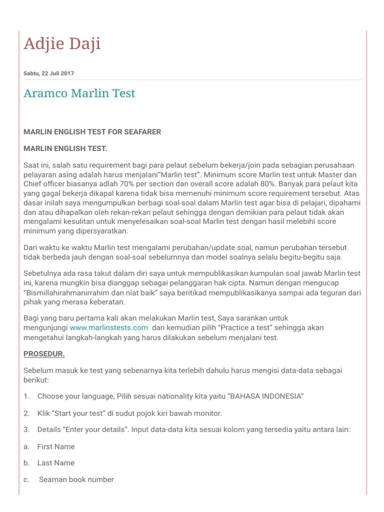 Aramco Marlin Test | PDF