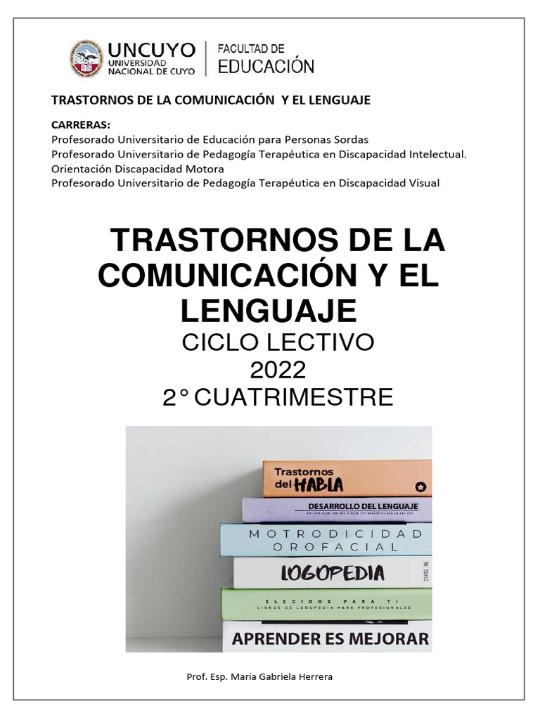 Trastornos de La Comunicacion y Del Lenguaje -2022 Unidad 1 | PDF | Lingüística | Neurolingüística