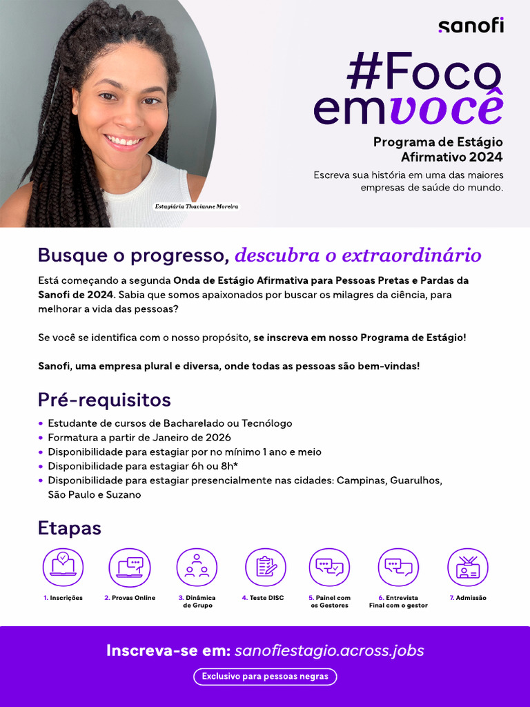 Cartaz Programa De Estagio Afirmativo Sanofi Pdf