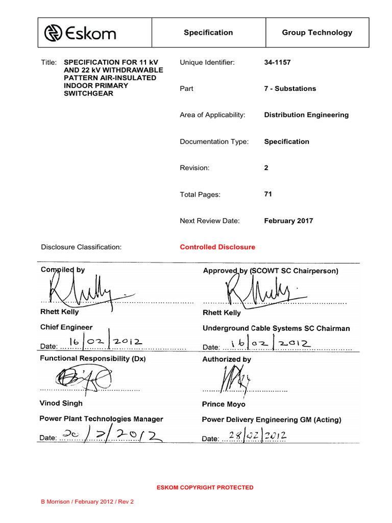 DSP_34-1157 - Distribution Technology Home - Eskom | PDF | High Voltage ...