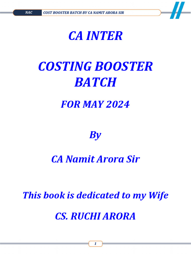 CA Inter Costing Booster Guide | PDF | Business | Financial Economics