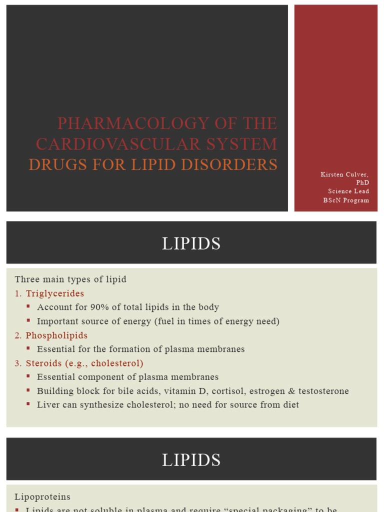 Pharmacology of Lipid Disorders Explained | PDF | Cholesterol | Lipoprotein