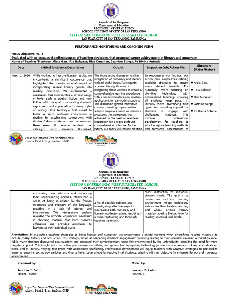 Obj2 - PMCF All Mentees Q2 | PDF | Literacy | Learning