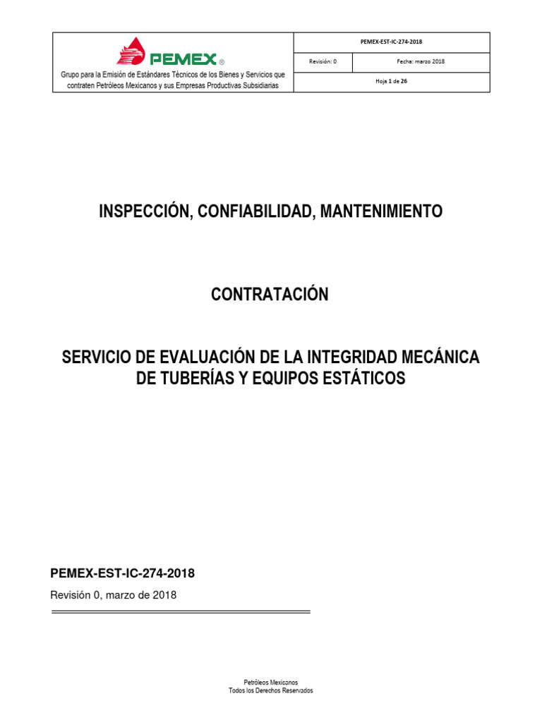 Pemex Est Ic 274 2018 | PDF | Intercambiador de calor | México