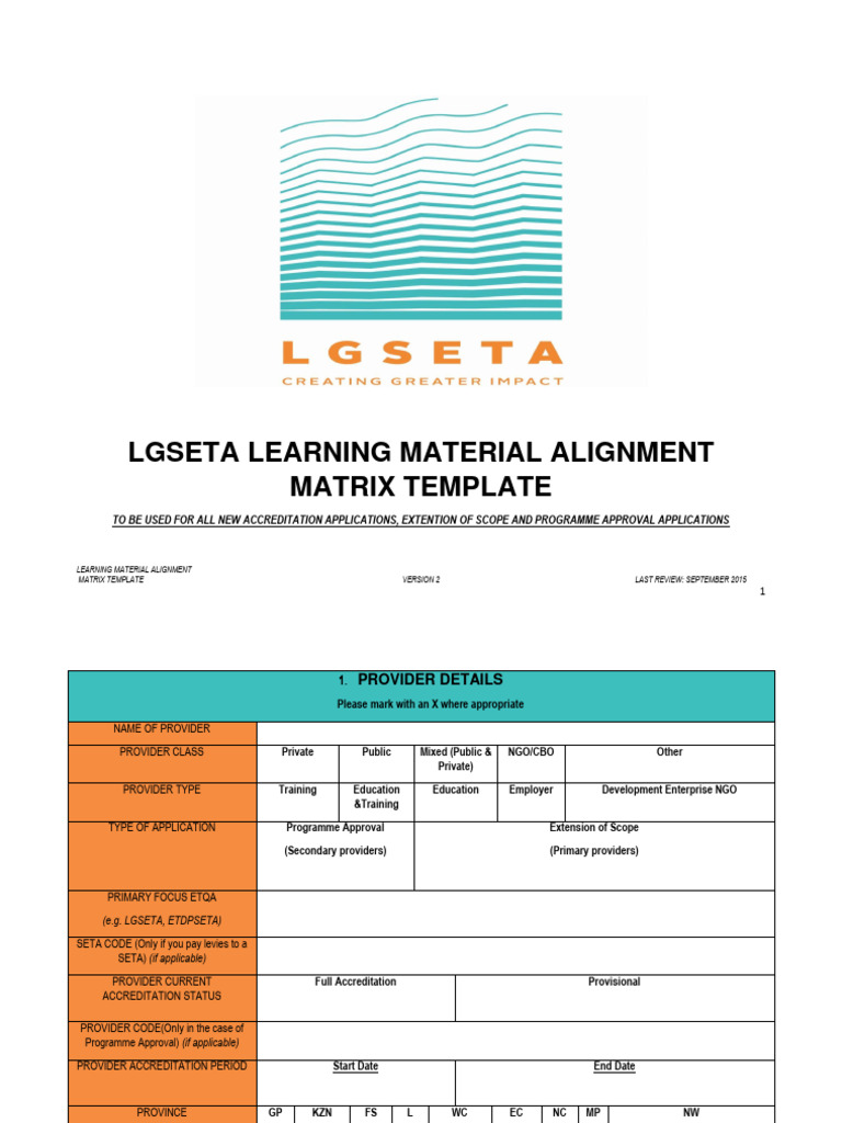 Learning Programme Alignment Matrix | PDF | Educational Assessment ...