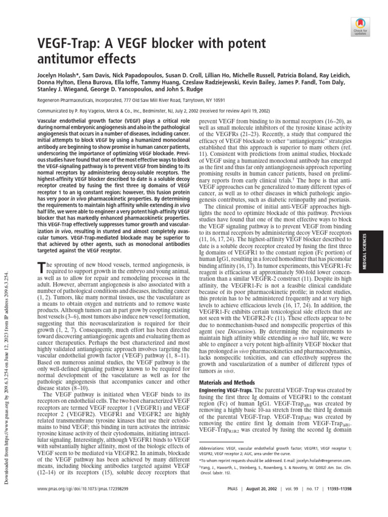 Aflibercept_VEGF-Trap A VEGF blocker with potentantitumor effects | PDF ...