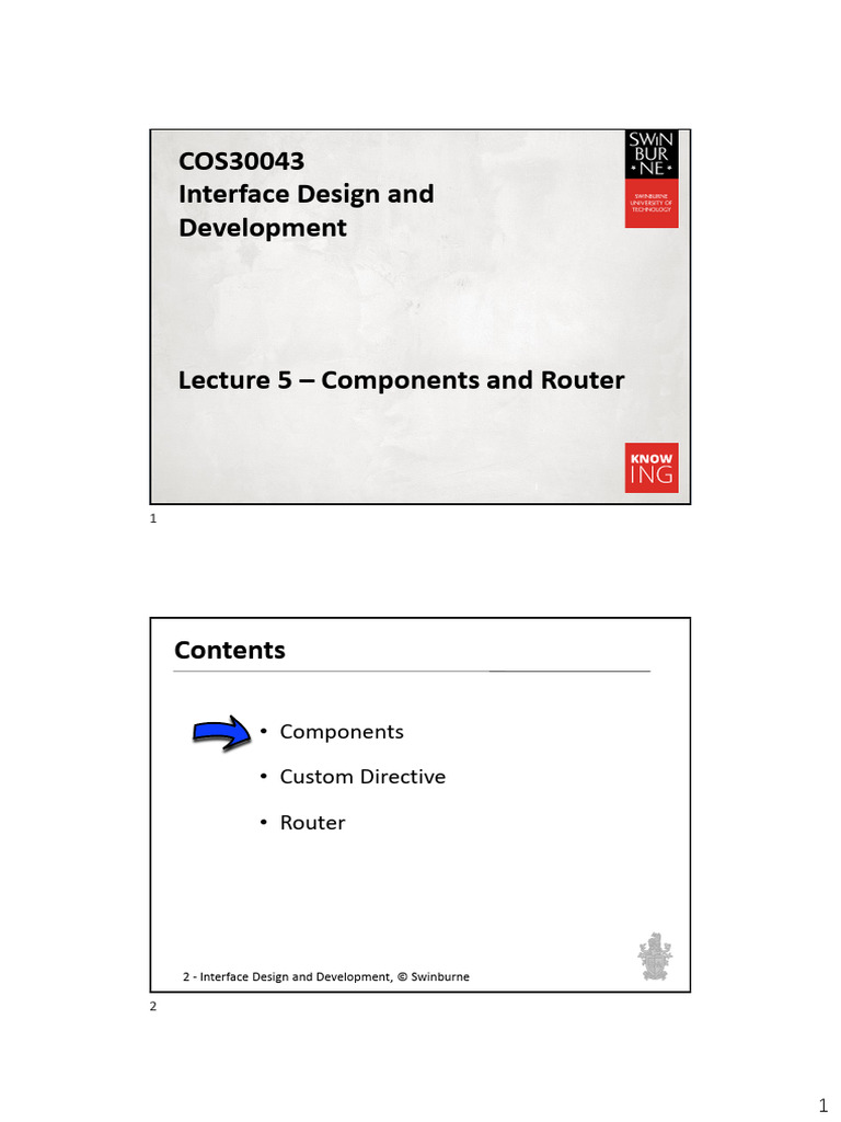 COS30043 Lecture 05 - Components and Router | PDF | Software ... COS30043 Lecture 05 - Components and Router | PDF | Software ...