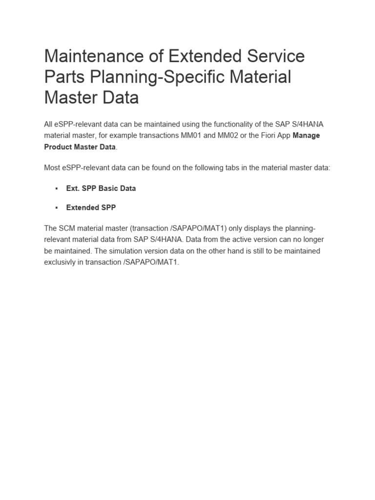 SAP S/4HANA eSPP Data Management | PDF | Computers