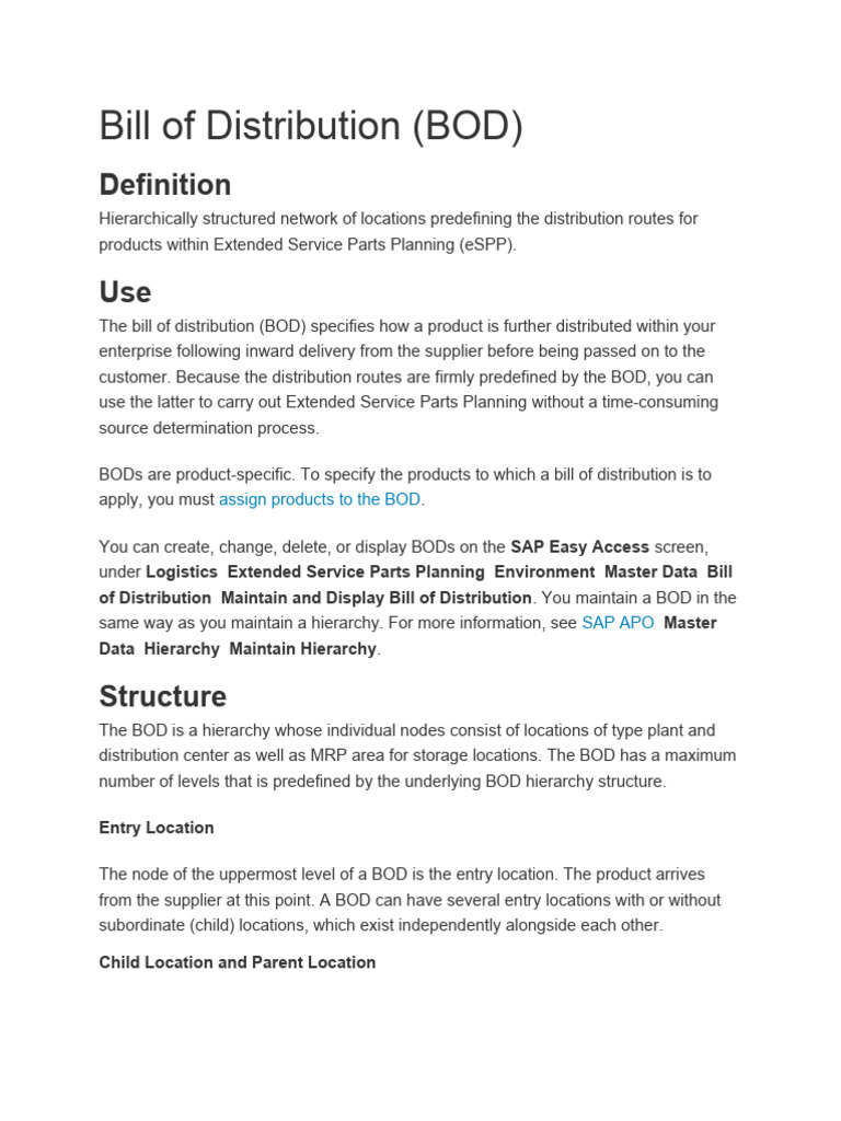 Understanding Bill of Distribution (BOD) | PDF | Hierarchy ...