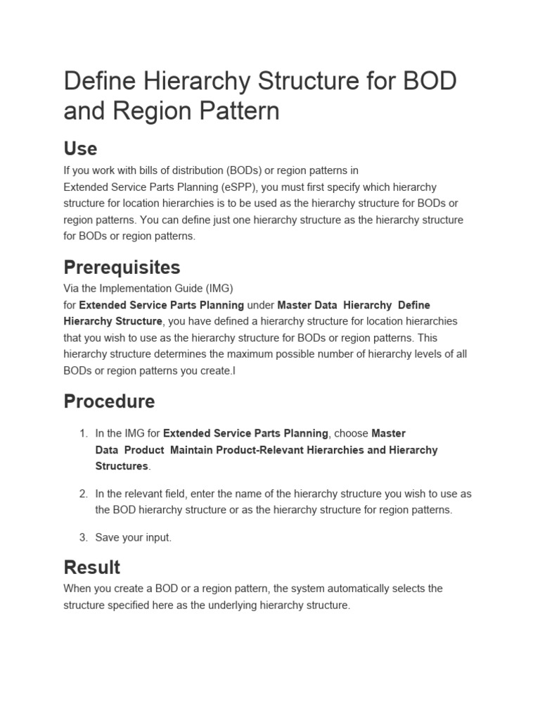 08 Define Hierarchy Structure For BOD and Region Pattern | PDF
