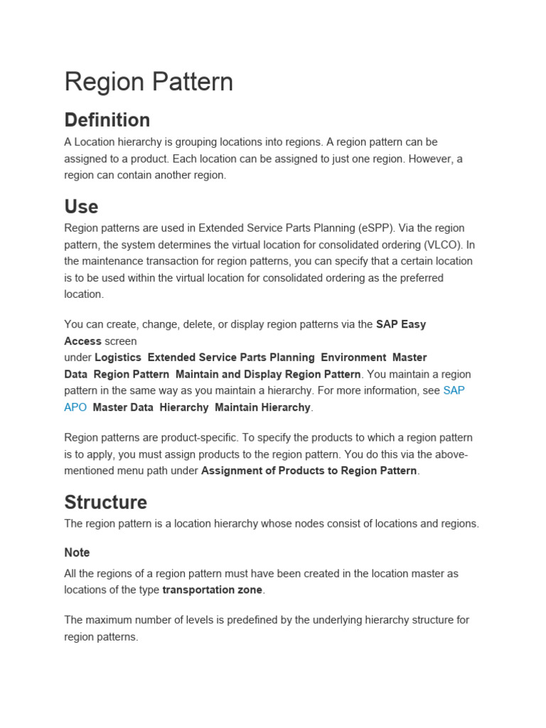 11 Region Pattern in SAP eSPP | PDF 11 Region Pattern in SAP eSPP | PDF