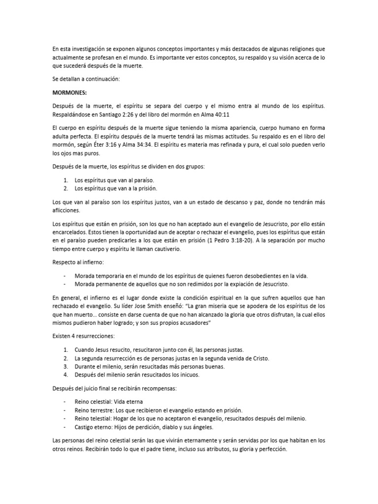 Conceptos Mas Destacados Sobre La Muerte | PDF | Reencarnación | Purgatorio