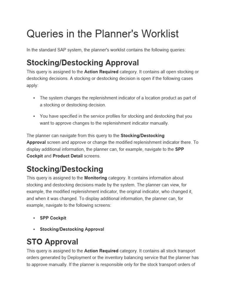 SAP Planner's Worklist Queries Guide | PDF | Business
