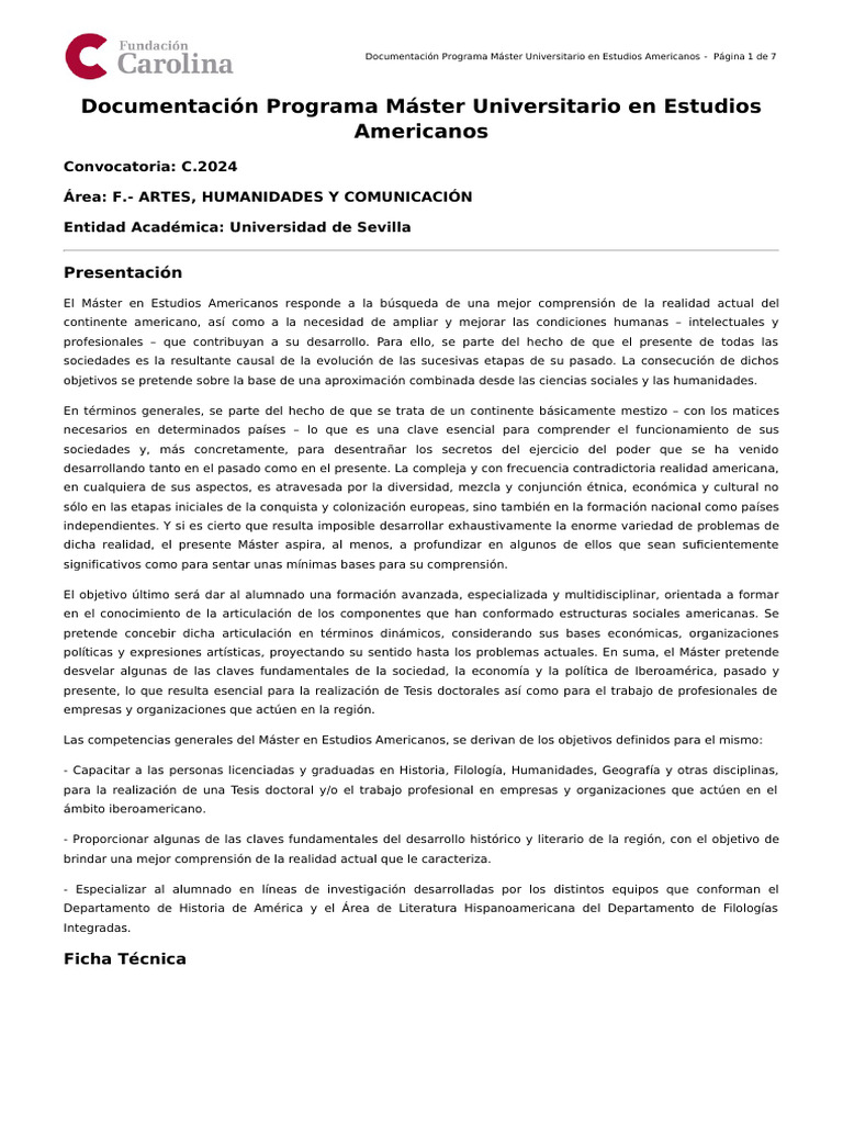 Máster en Estudios Americanos 2024 | PDF | Universidad | España