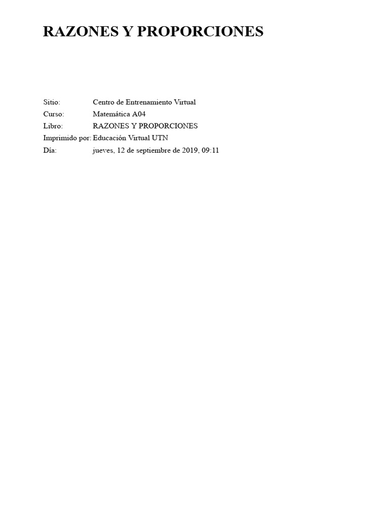 Razones y Proporciones | PDF | Porcentaje | Matemáticas