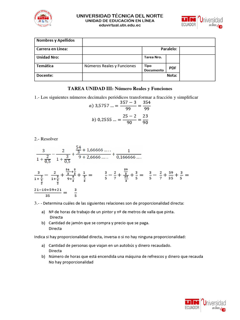 Ejercicios Resueltos de Números Reales | PDF | Matemáticas | Matemática ...
