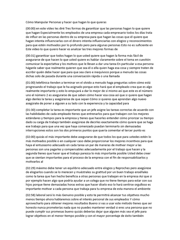 Cómo Manipular Personas y Hacer Que Hagan Lo Que Quieras | PDF | Business