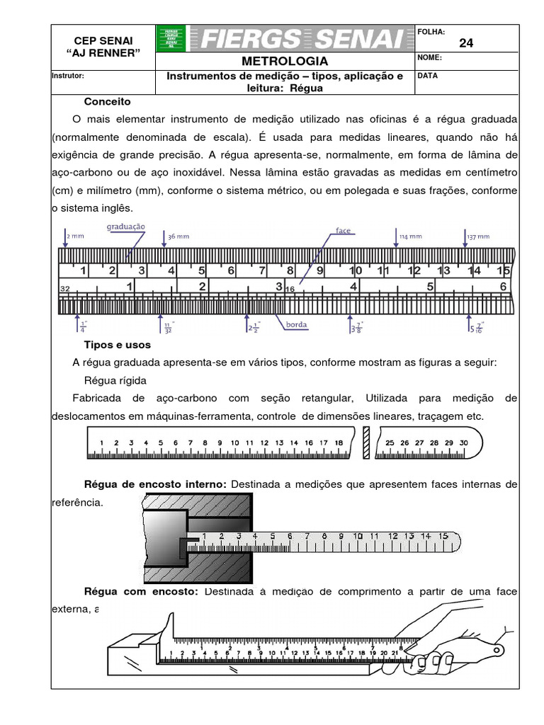 06 Instrumentos de medição – tipos, aplicação e leitura Rég | PDF ...