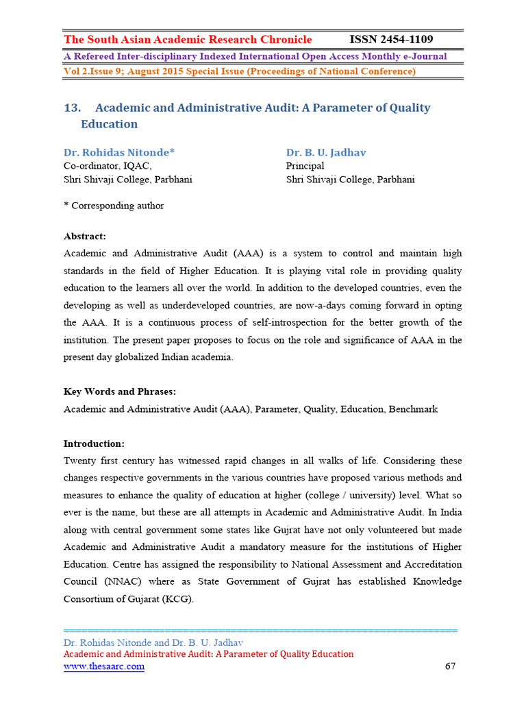 Academic and Administrative Audit A para | PDF | Audit | Quality Assurance