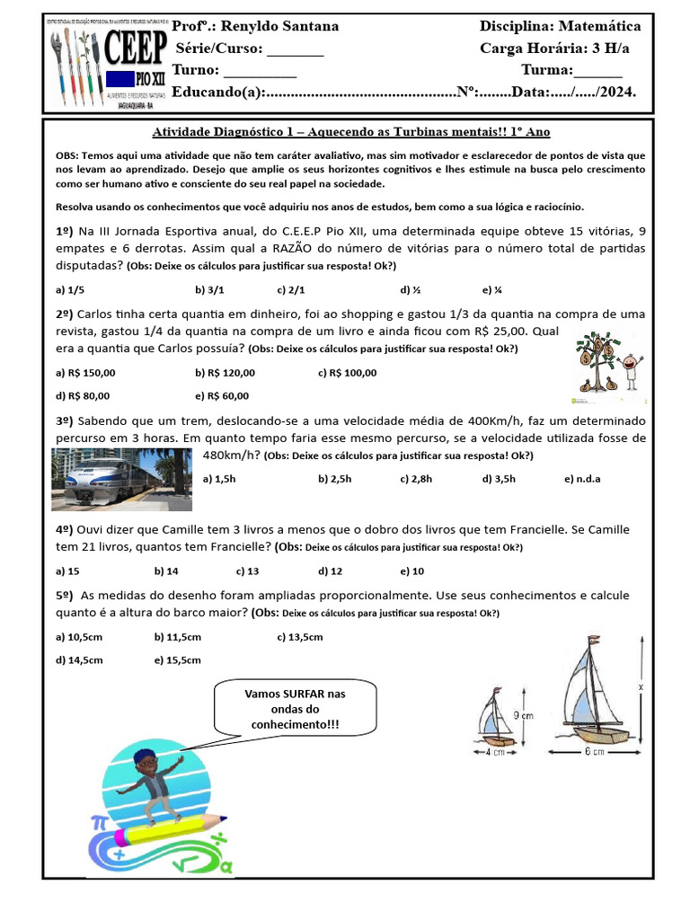 1 Ativ Aquec 1º ANO | PDF