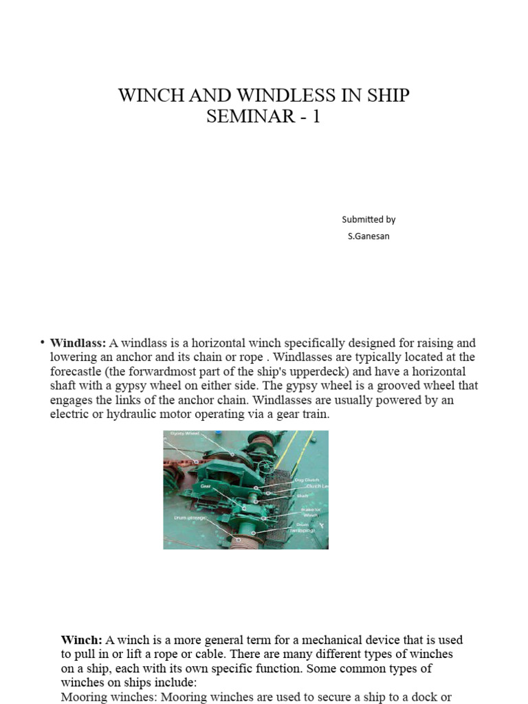 Winch and Windless in Ship Ganesan | PDF | Anchor | Ships
