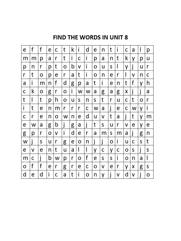 Find The Words (Unit 8) | PDF | Self-Improvement