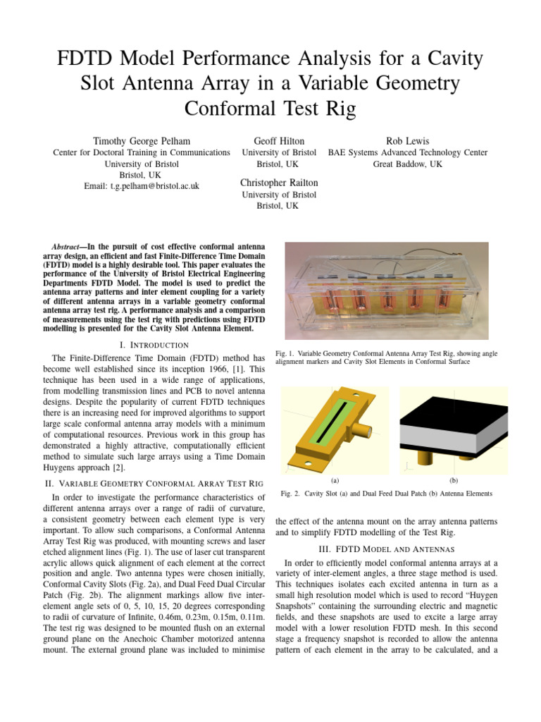 FDTD Model Performance Analysis For A Cavity Slot Antenna Array in A Variable Geometry Conformal ...
