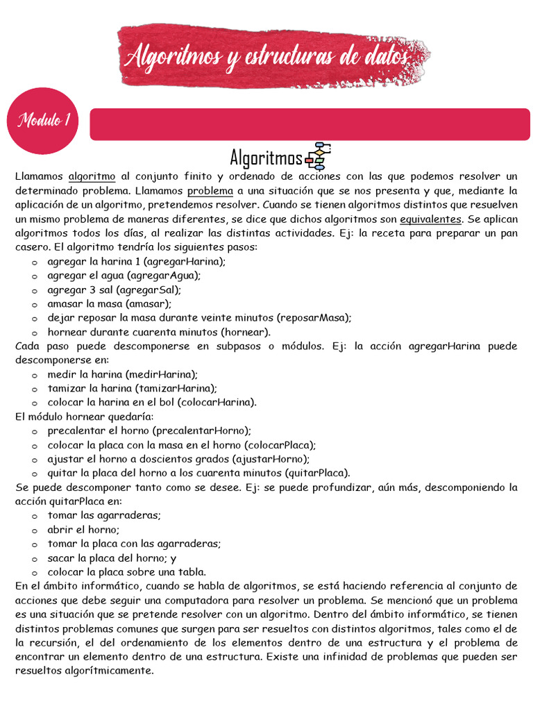 Resumen Modulo 1 y 2 Algoritmos y Estructuras de Datos | PDF | Teoría ...