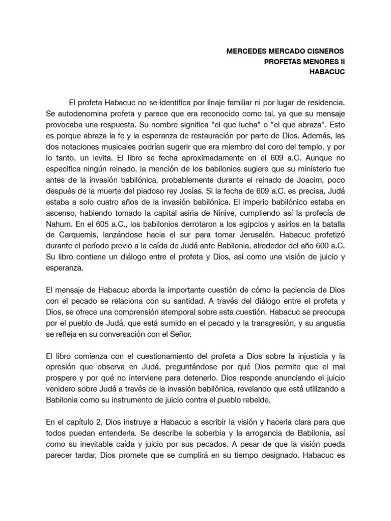 Profecías de Habacuc: Fe y Justicia | PDF | Babilonia | Creencia ...