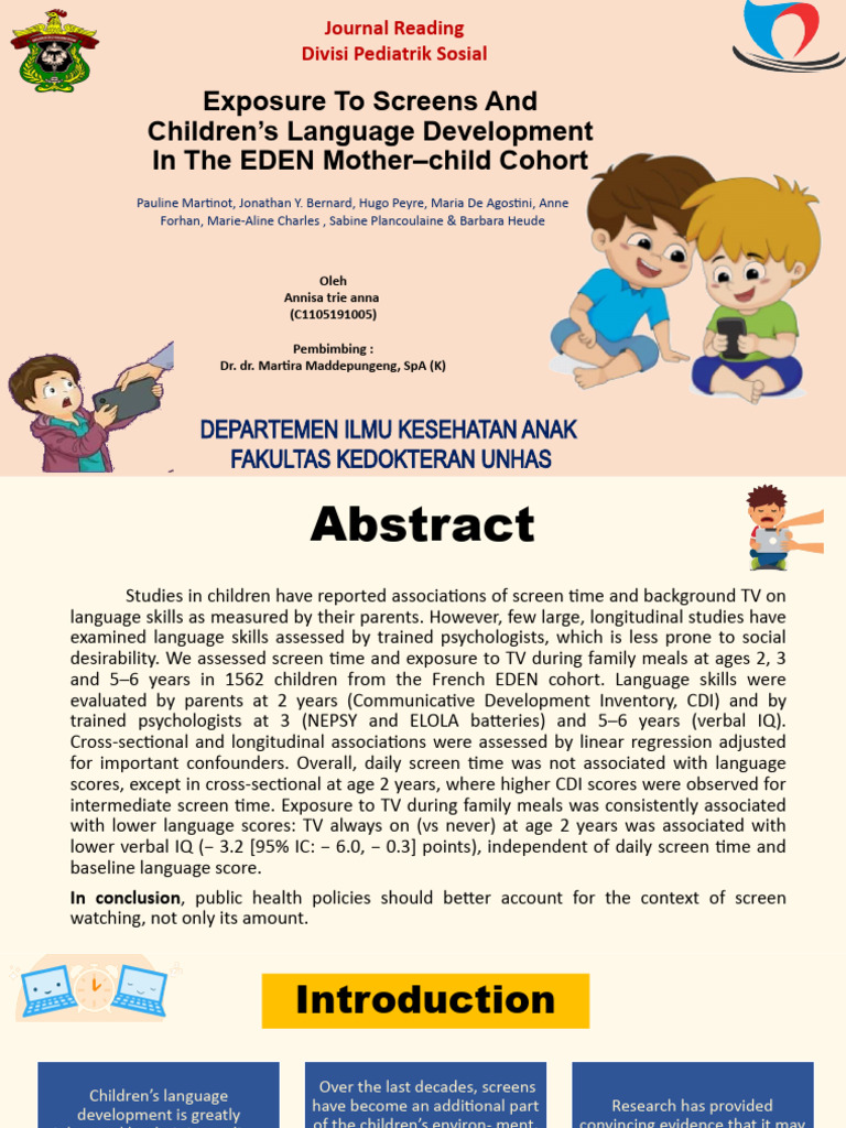 Exposure to Screens and Children’s Language Development In | PDF ...