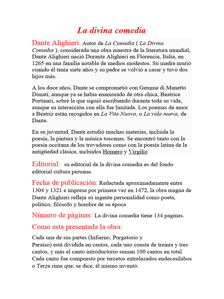 La Divina Comedia | PDF | Divina Comedia | Dante Alighieri