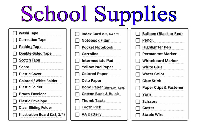 School Supplies | PDF