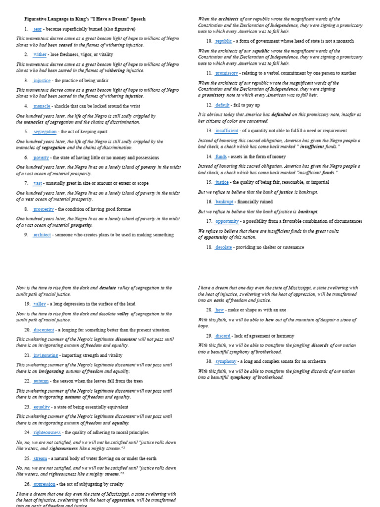 Figurative Language in King&#039;s Speech | PDF