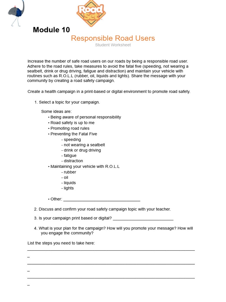 Eileen Tran - Module 10 Student Responsible Road Users | PDF | Road ...
