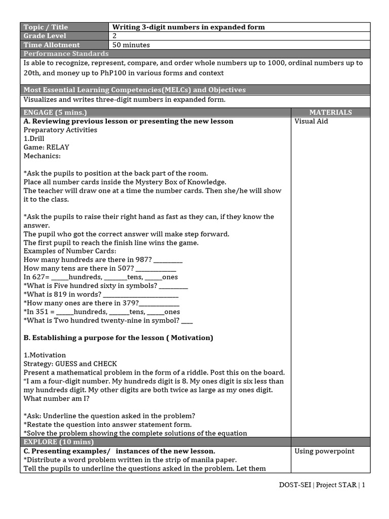 5E Template Quarter 1 Week 3 | PDF | Equations | Cognition