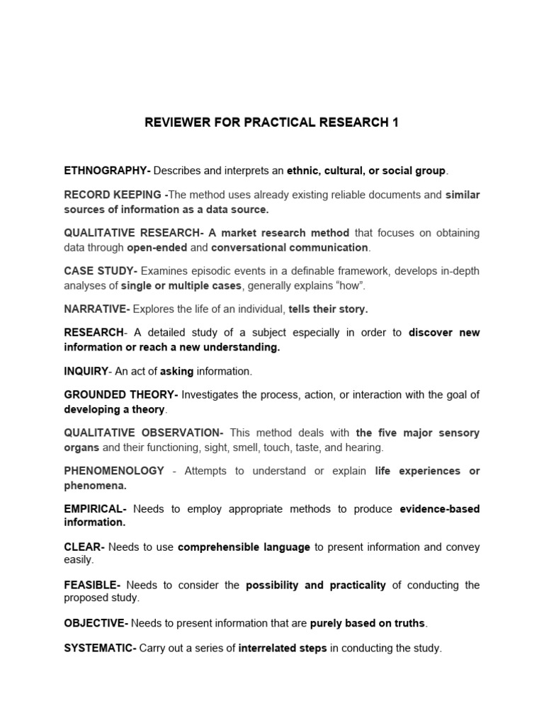 Reviewer For Practical Research 1 | PDF | Information | Qualitative ...