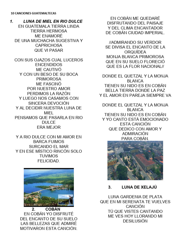 Canciones Emblemáticas de Guatemala | PDF