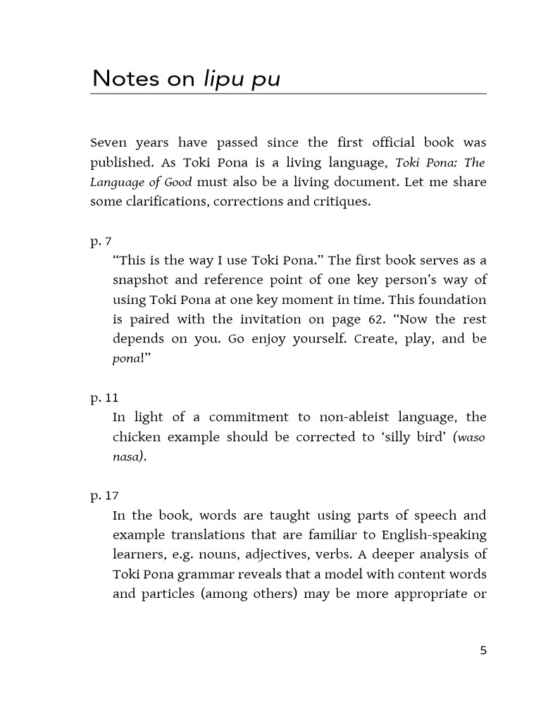 Updates on Toki Pona Language Use | PDF | Part Of Speech | Linguistic ...