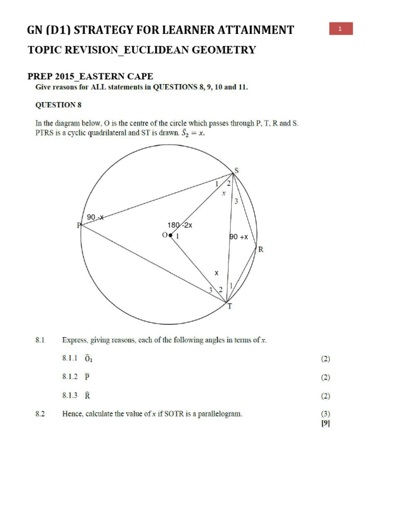Topic Revision - Euclidean Geometry | PDF | Mathematics | Science