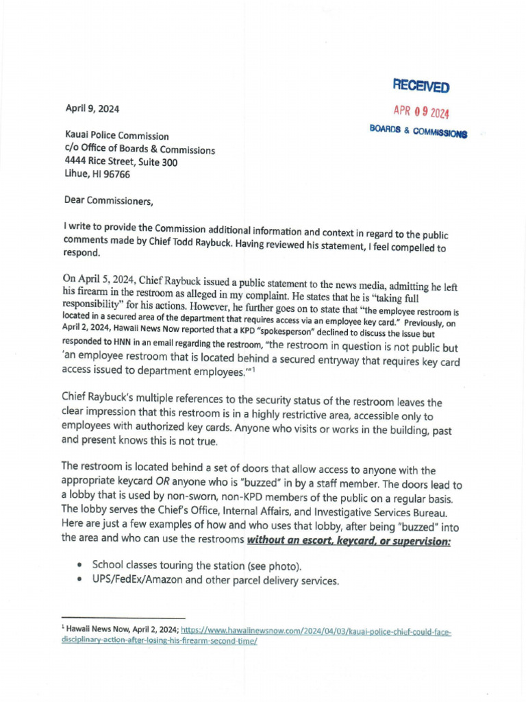 Letter To Police Commission | PDF