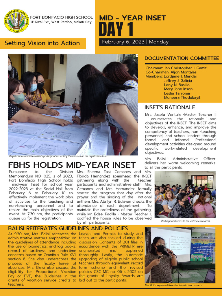 Documentation-Inset Day 1-5 - by Shs Dteam | PDF | Teachers | Literacy