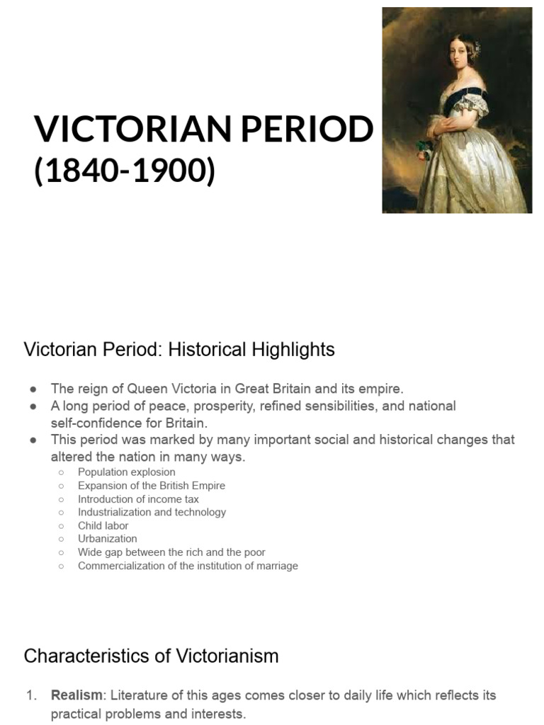 VICTORIAN PERIOD (1840-1900) | PDF | Victorian Literature