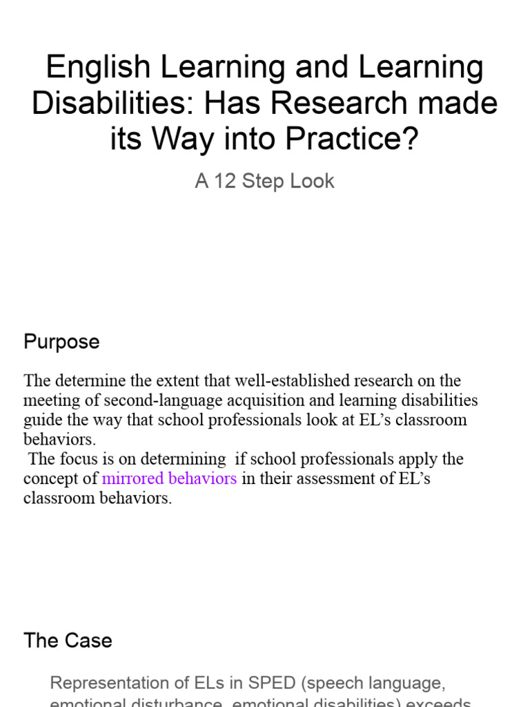 English Learning and Learning Disabilities - Has Research Made Its Way ...