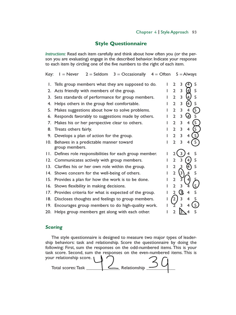 Style Questionnaire #7 | PDF | Leadership | Applied Psychology