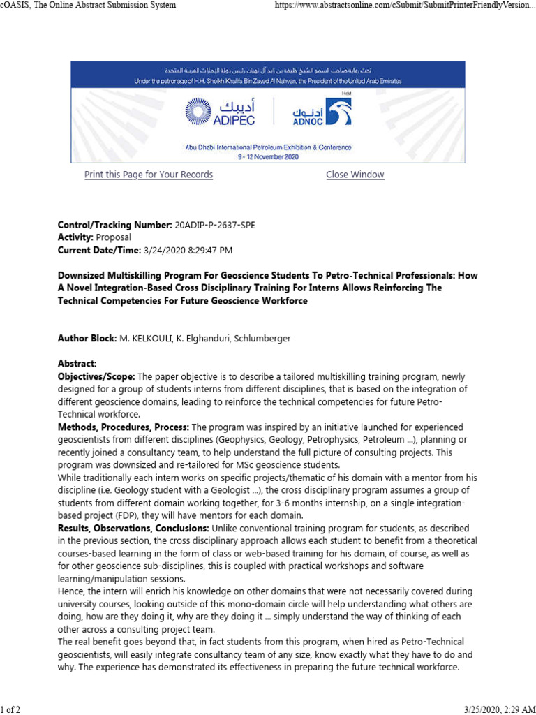 20adip P 2637 Spe Abstract | PDF | Science | Cognition