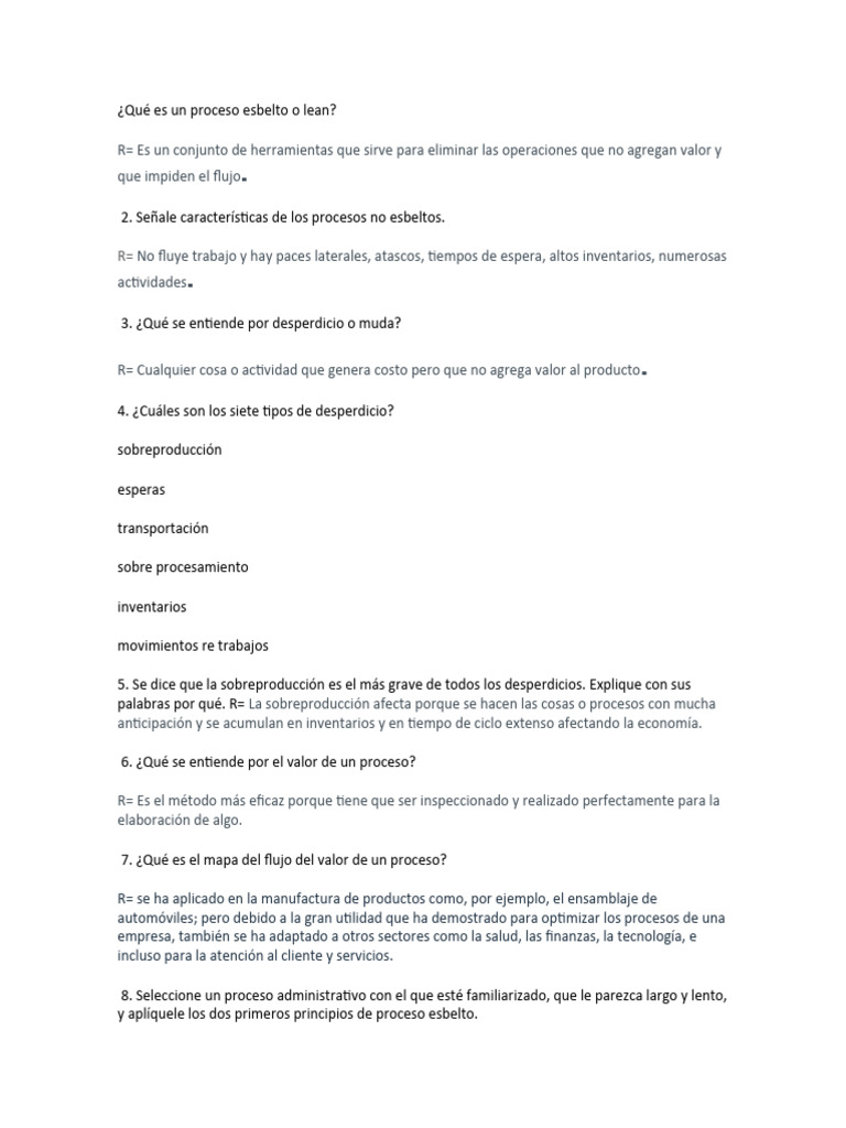 Qué Es Un Proceso Esbelto o Lean | PDF | Lean Manufacturing | Economias