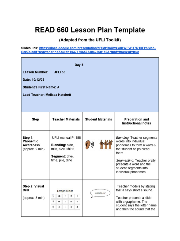 UFLI 55 Lesson Plan for Phonics and Vocabulary | PDF | Reading ...